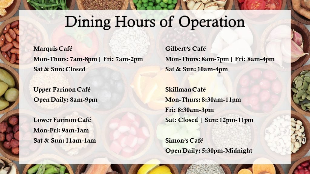 Hours Of Operation Dining Services Lafayette College Hours Of Operation Dining Services Lafayette College