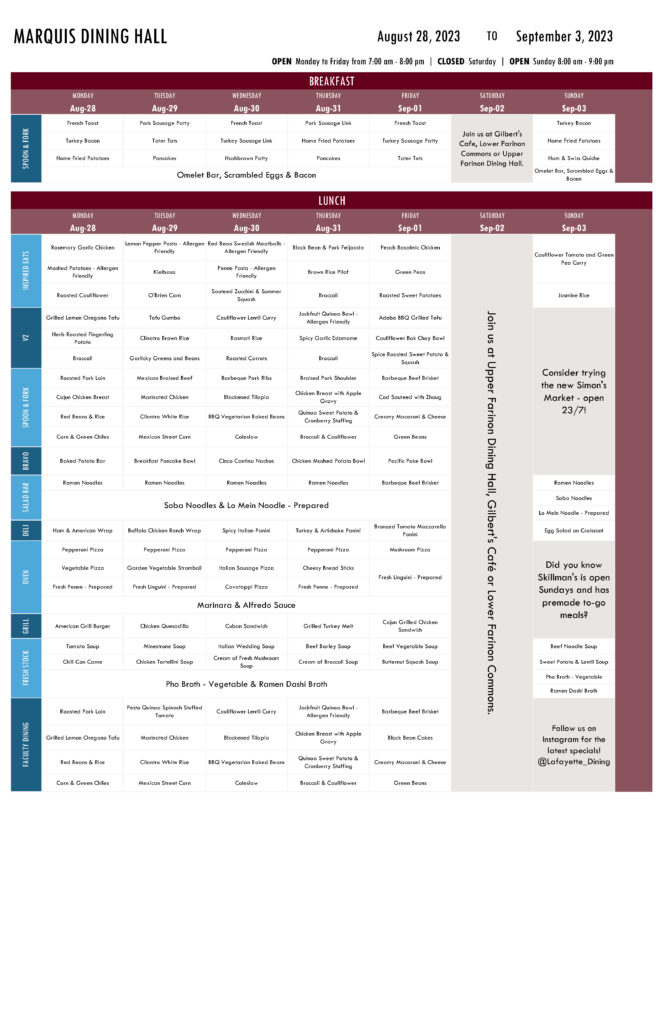 Marquis Dining Hall · Dining Services · Lafayette College